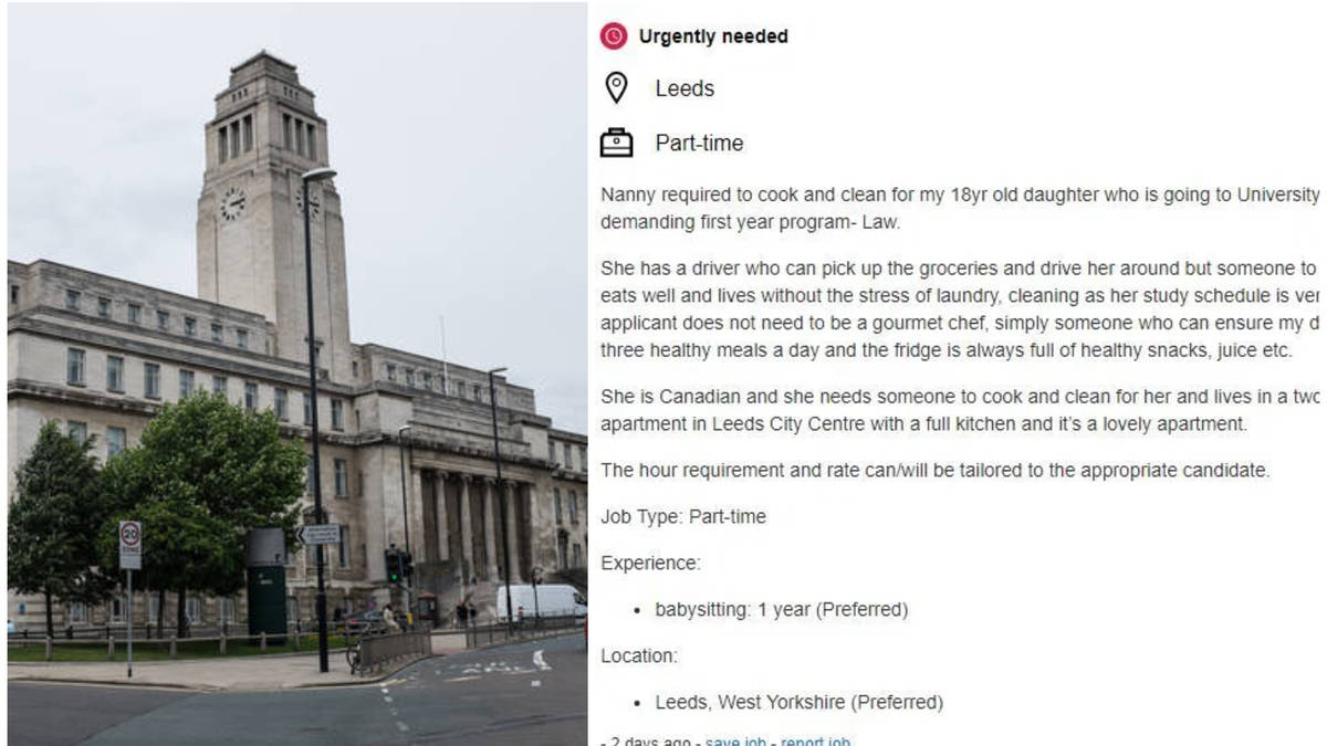 Parents seek nanny to cook and clean for daughter, 18, to 'ease her ...