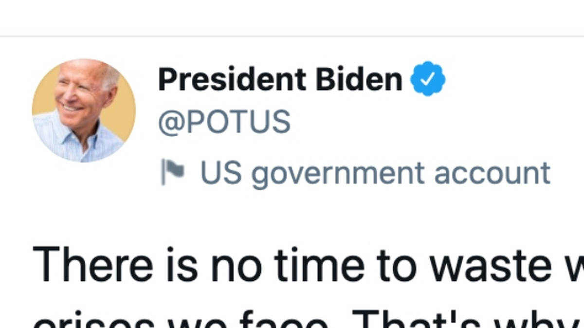 Joe Biden posts first POTUS tweet: 'No time to waste in tackling crises ...