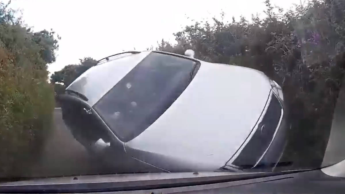 Dash Cam Footage: Shocking Moment Car Flips Onto Side After Speeding ...