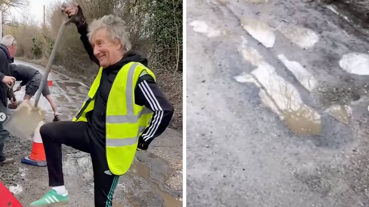 Rod Stewart fills in potholes near his home saying 'no one else can be ...