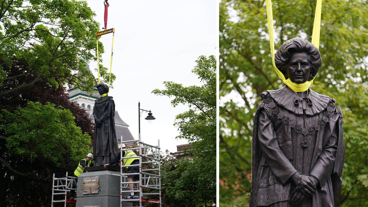 Thatcher statue vandalised with red paint and communist symbols weeks ...