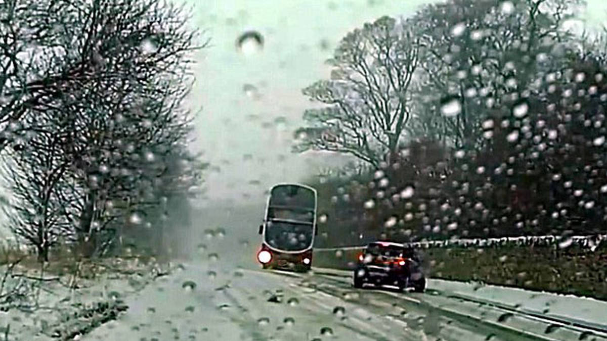 Brilliant Bus Driver Performs Perfect Skid To Avoid Crash In The Snow | LBC