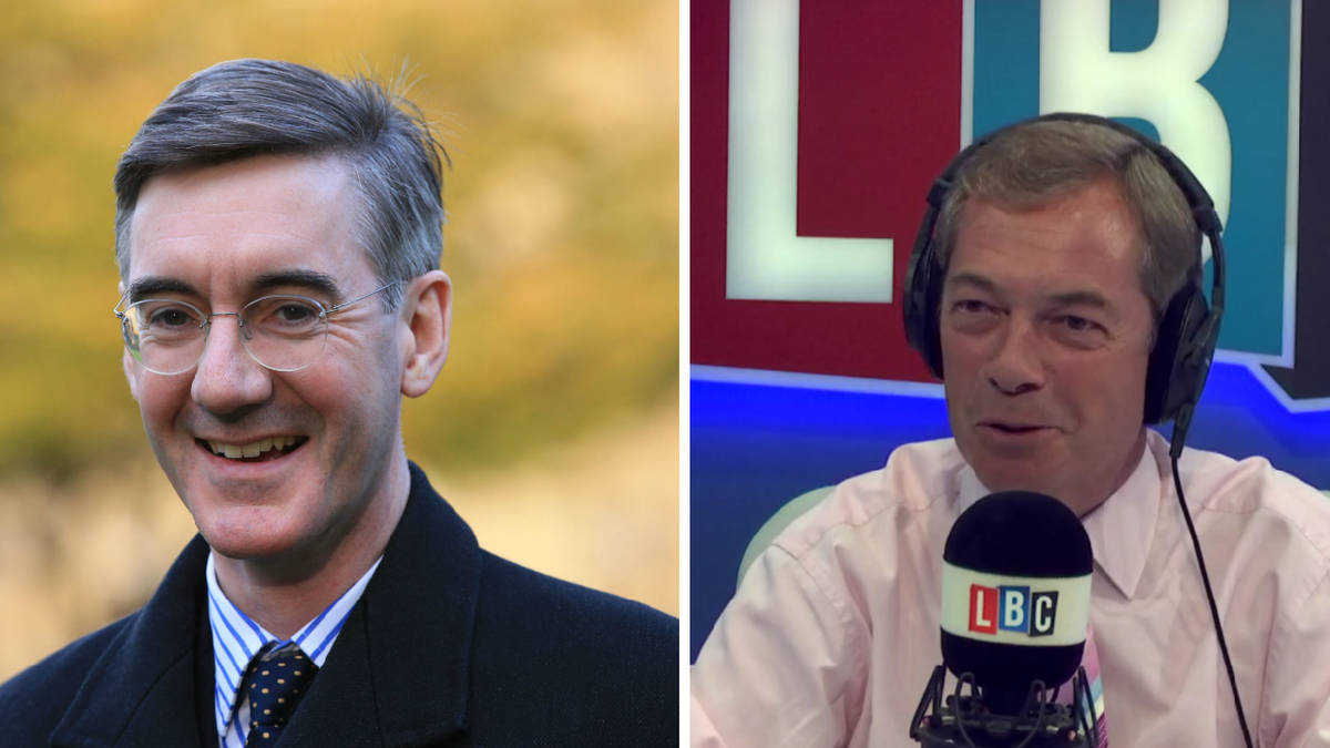 Nigel Farage Bombarded With Shouts For Jacob Rees-Mogg To Be Next PM | LBC