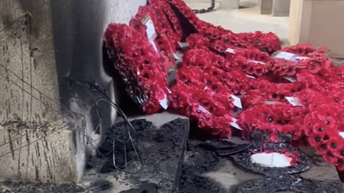 'Mindless vandalism': Remembrance wreaths destroyed in arson attack on ...