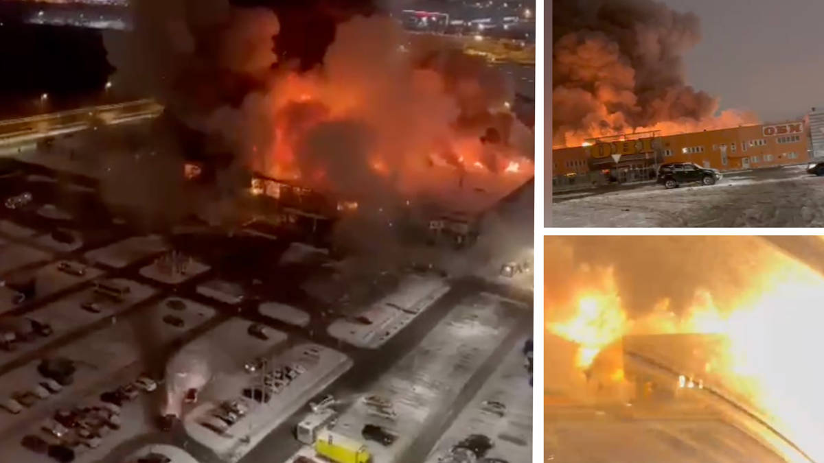 Moment huge shopping centre mysteriously explodes in Moscow, killing at ...