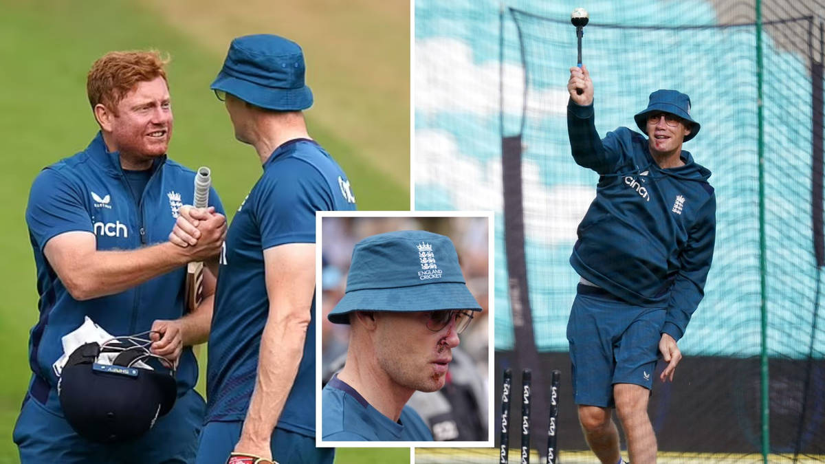 Smiling Andrew Flintoff joins England training session after watching ...