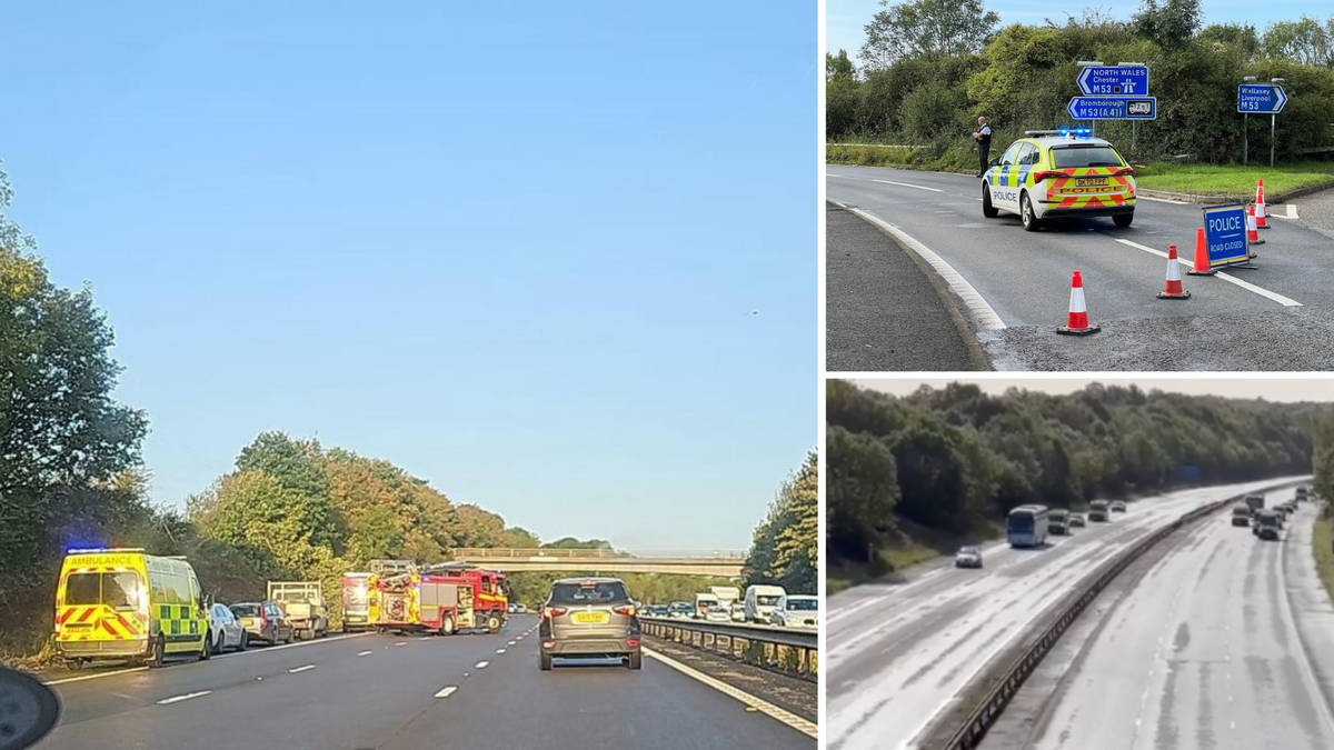 M53 school bus crash: Up to 50 pupils injured after coach flips over on ...