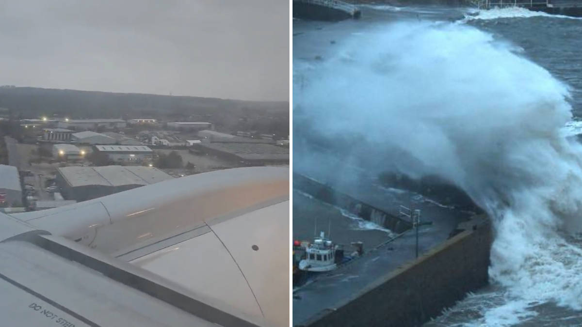Moment plane flying into Aberdeen airport has to pull out of landing at ...