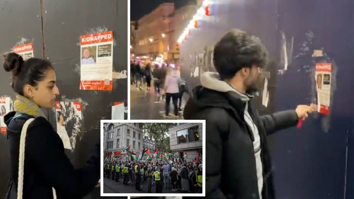 Outrage as grinning activists seen tearing down posters of Israeli ...