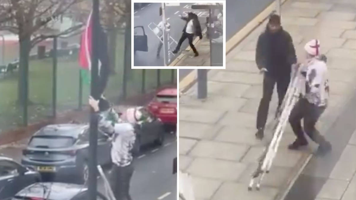Man rips down Palestinian flag in London before driver intervenes to ...