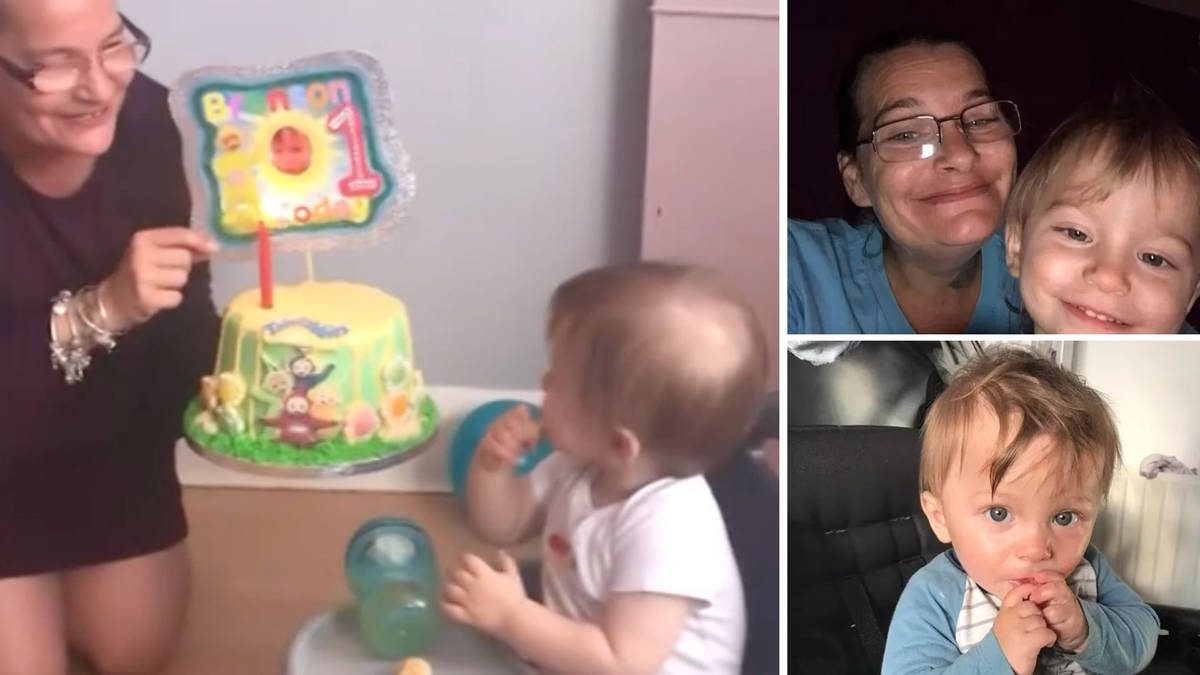 Emotional moment Bronson Battersby celebrates first birthday with ...