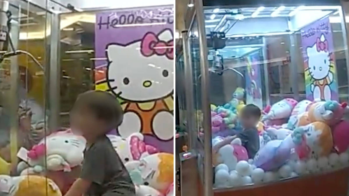 Toddler trapped in toy claw machine ‘has time of his life’ as police ...