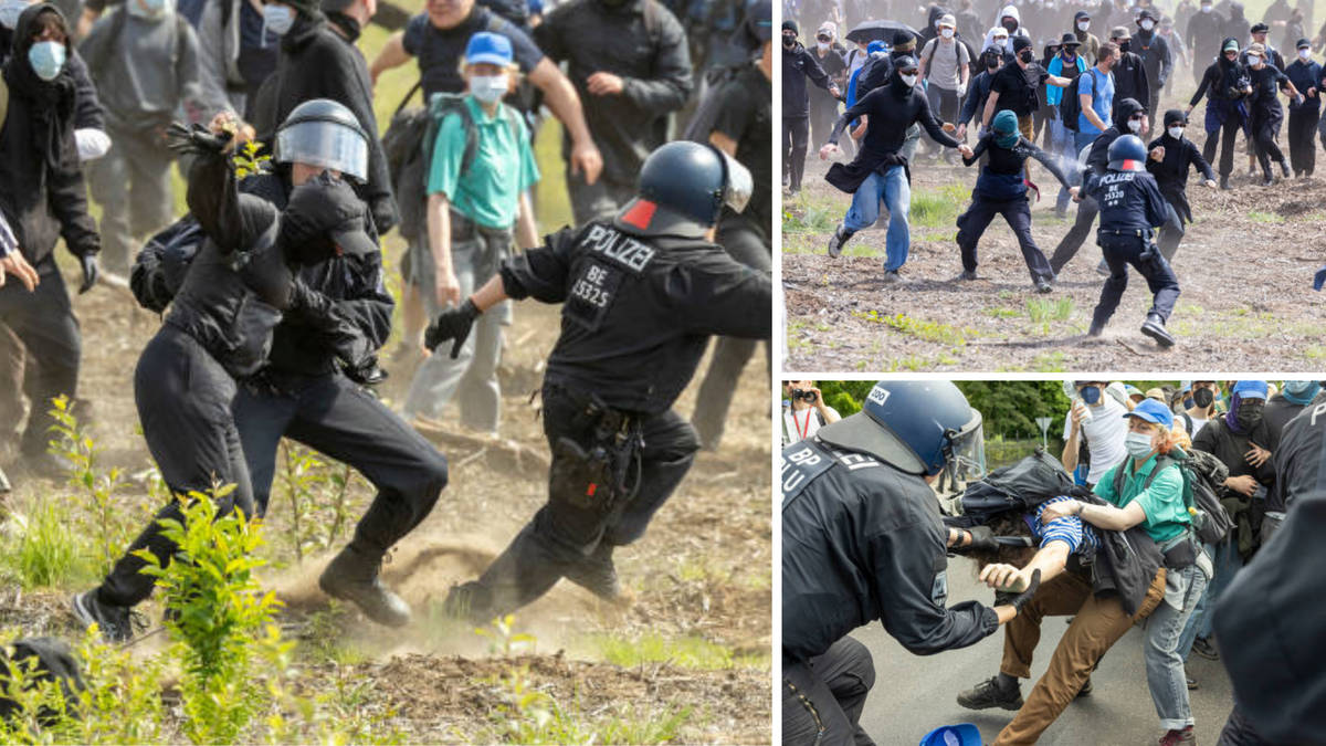 Hundreds of protesters clash with riot police as they try to storm ...