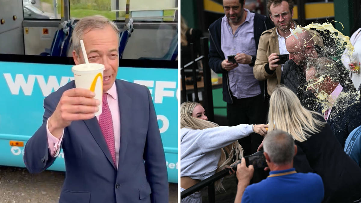 Nigel Farage laughs off McDonald's milkshake stunt as election rivals ...