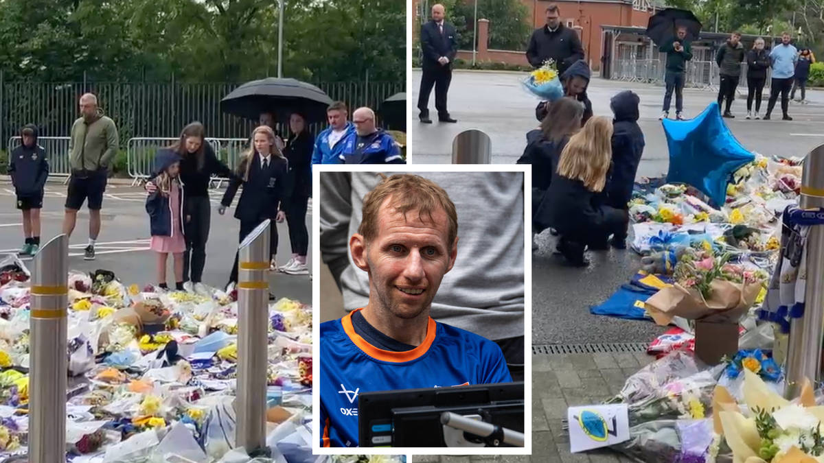 'Are these all for Daddy?' Rob Burrow's widow and children lay flowers ...