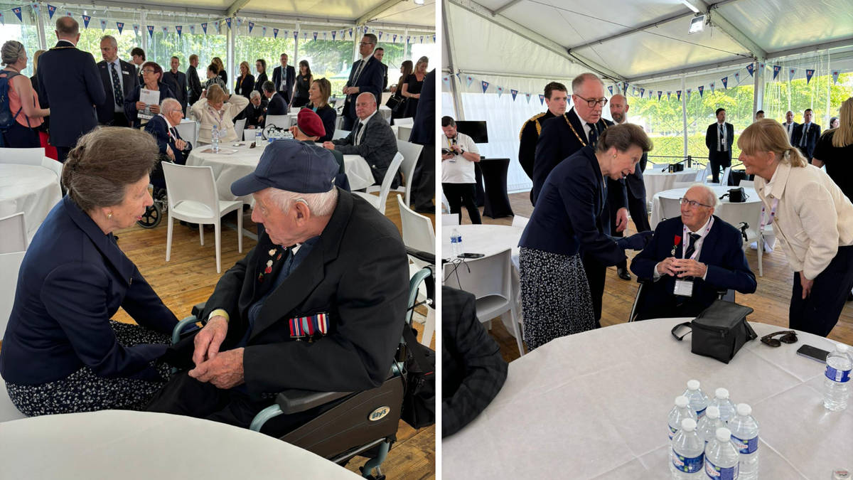 Princess Anne smiles and laughs with D-Day veterans in emotional return ...