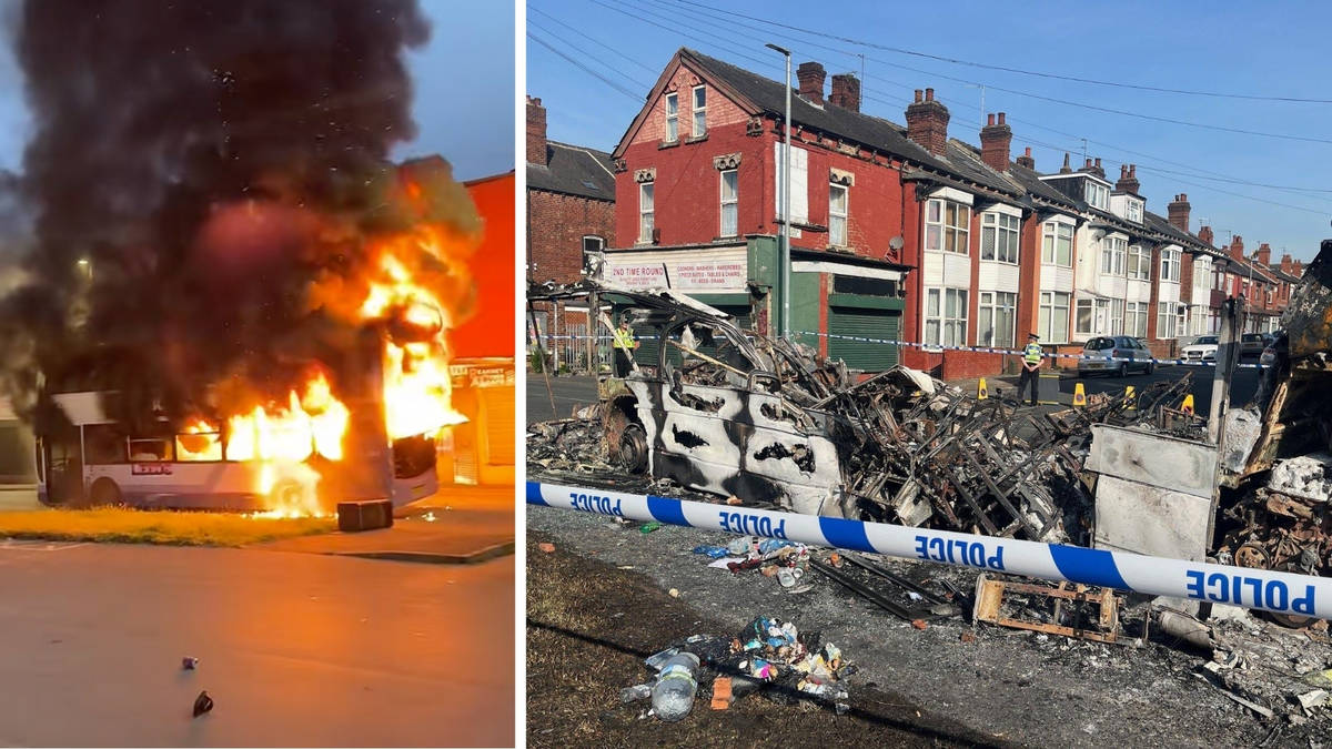 Twenty people arrested after terrifying Leeds riot which saw bus set on ...