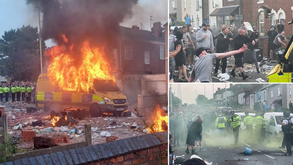 39 police officers injured and van set ablaze as riots erupt near where ...