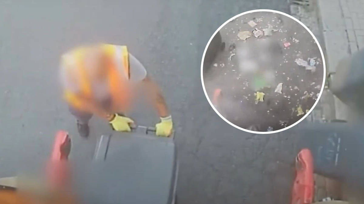 Shocking moment refuse workers narrowly dodge exploding bin lorry ...