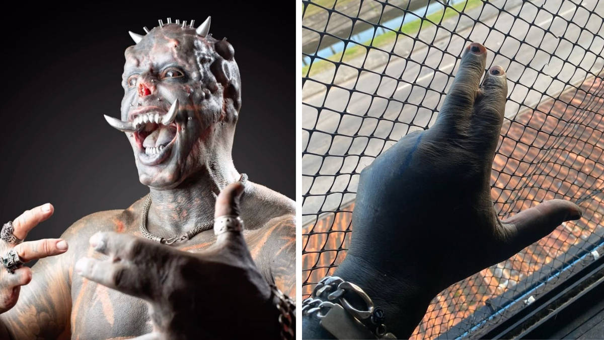 ‘Human Satan’ tattoo and piercing addict has fingers removed to create ...