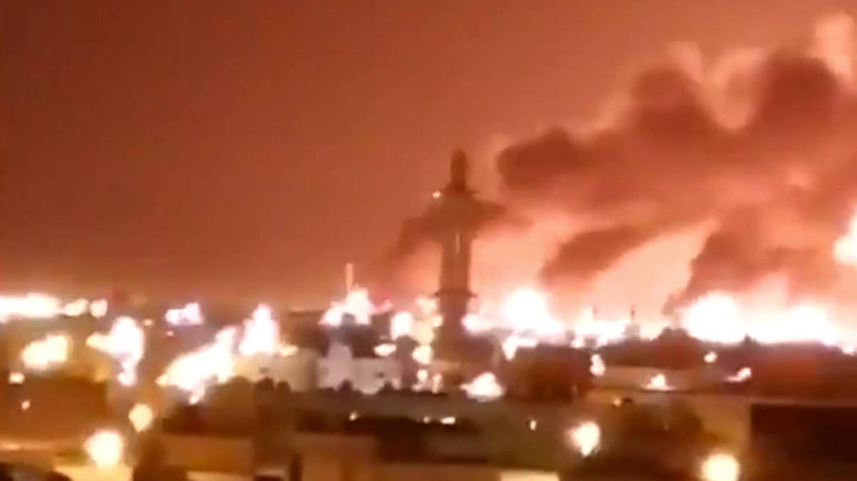 Explosions and huge fires at Saudi oil facility 'after drone attack' | LBC