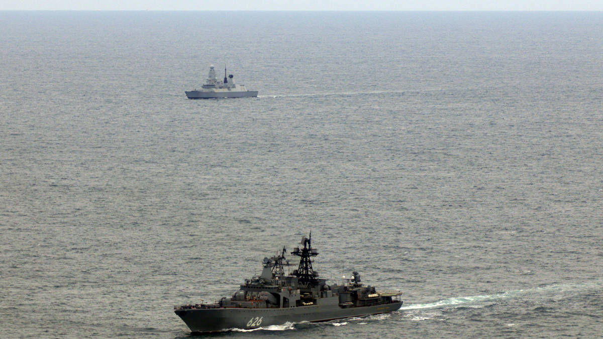 Royal Navy warship shadows Russian destroyer in Channel as drone ...